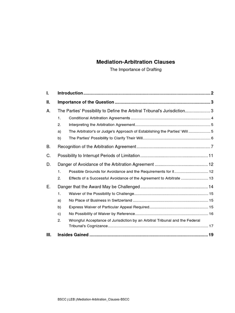 Mediation-Arbitration Clauses - The Importance of Drafting | PDF | Arbitration | Arbitral Tribunal