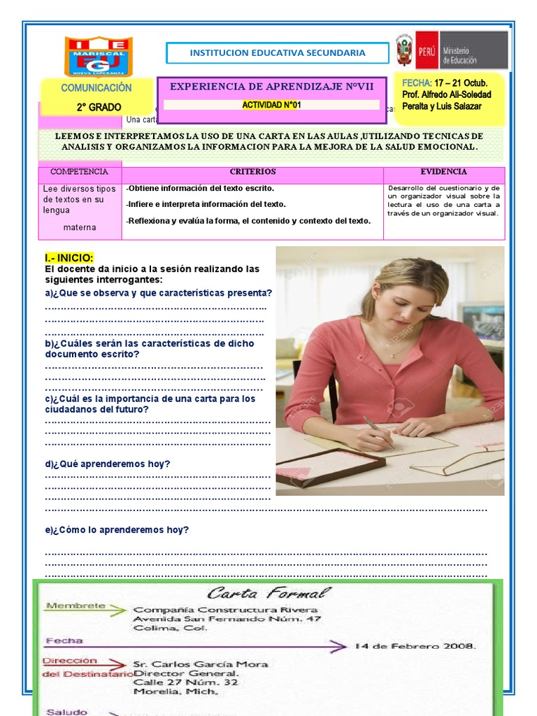 ACTIVIDAD 01-EXP - VII 2do SECUND - CARTA 17-10 AL 21-10 MEGU 2022 | PDF | Aprendizaje | Evaluación