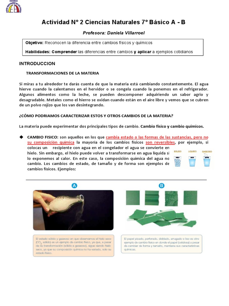 Actividad #2 Ciencias Naturales 7° Básico | PDF | Agua | Química