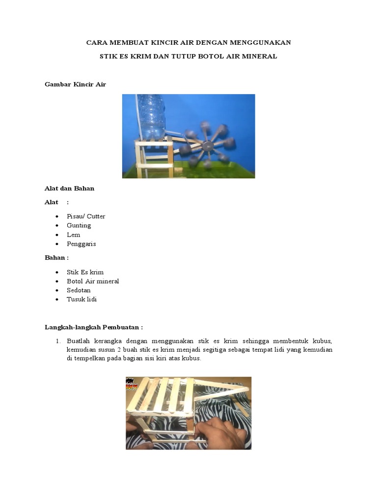 Cara Membuat Kincir Air Dengan Stik Dan Tutup Botol | PDF