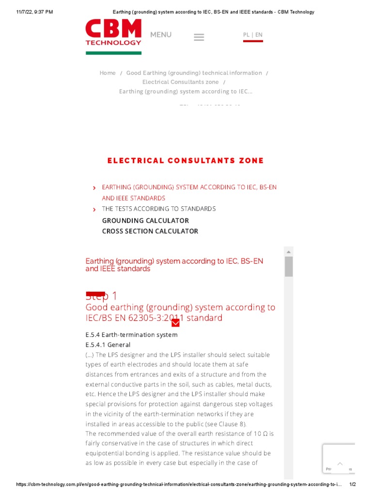 Earthing (Grounding) System According To IEC, BS-EN and IEEE Standards - CBM Technology ...