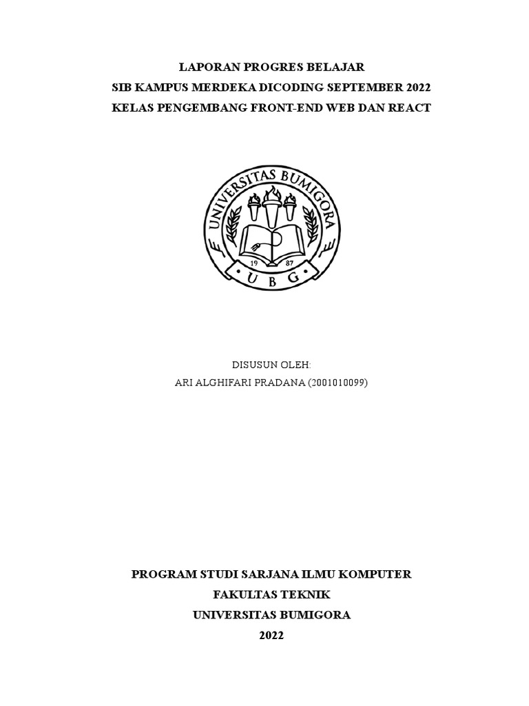 Ari Alghifari Pradana - 2001010099 - Laporan Progres Belajar SIB Dicoding - September 2022 | PDF ...
