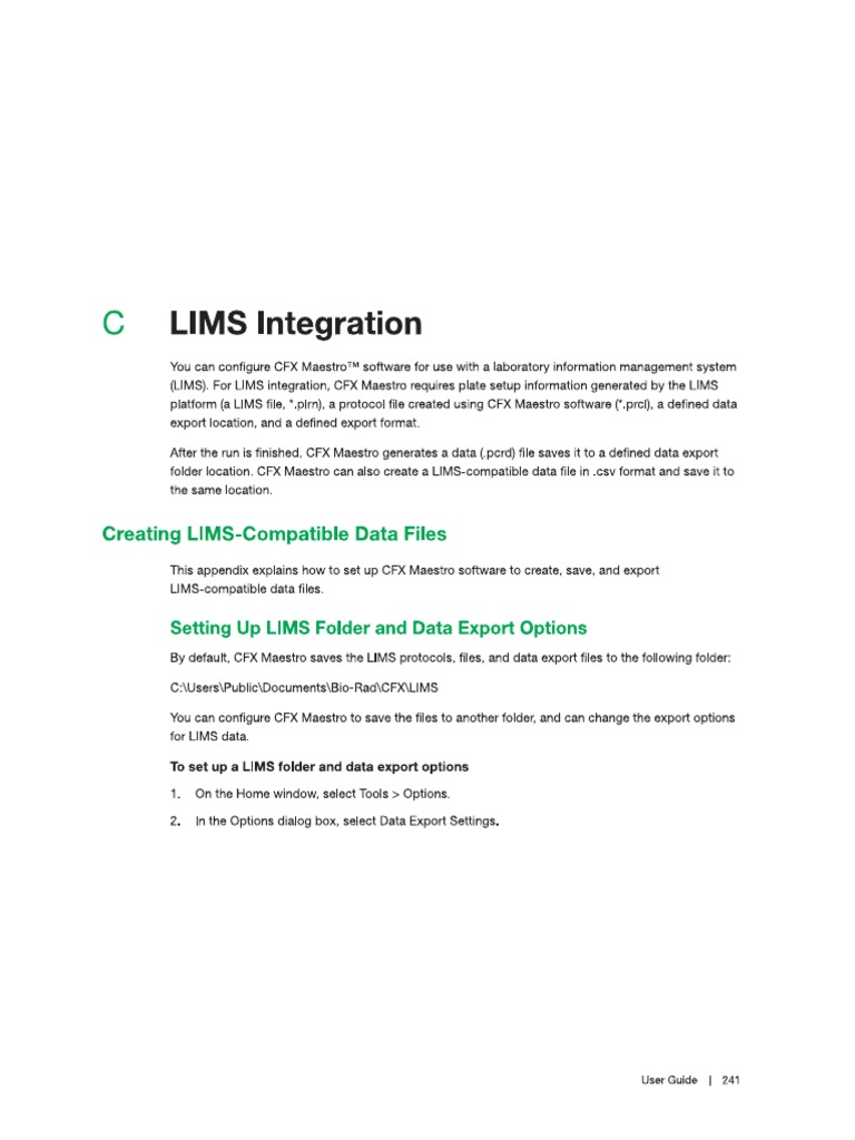 User Guide CFX Maestro Software - LIMS Integration | PDF