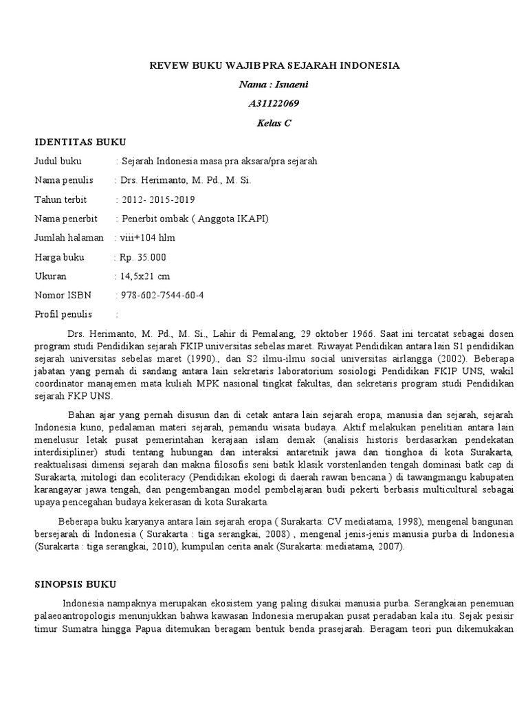 Revew Buku Wajib Pra Sejarah Indonesia Isna | PDF