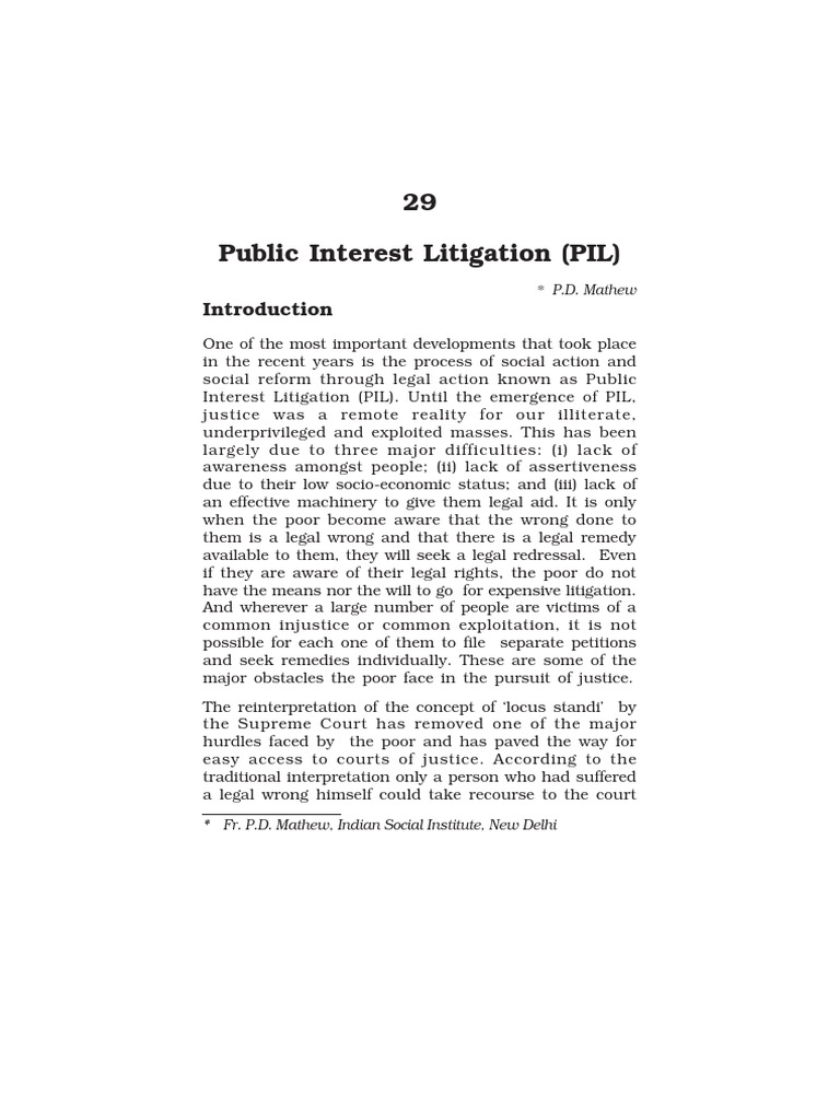 Public Interest Litigation (PIL) | PDF | Standing (Law) | Writ