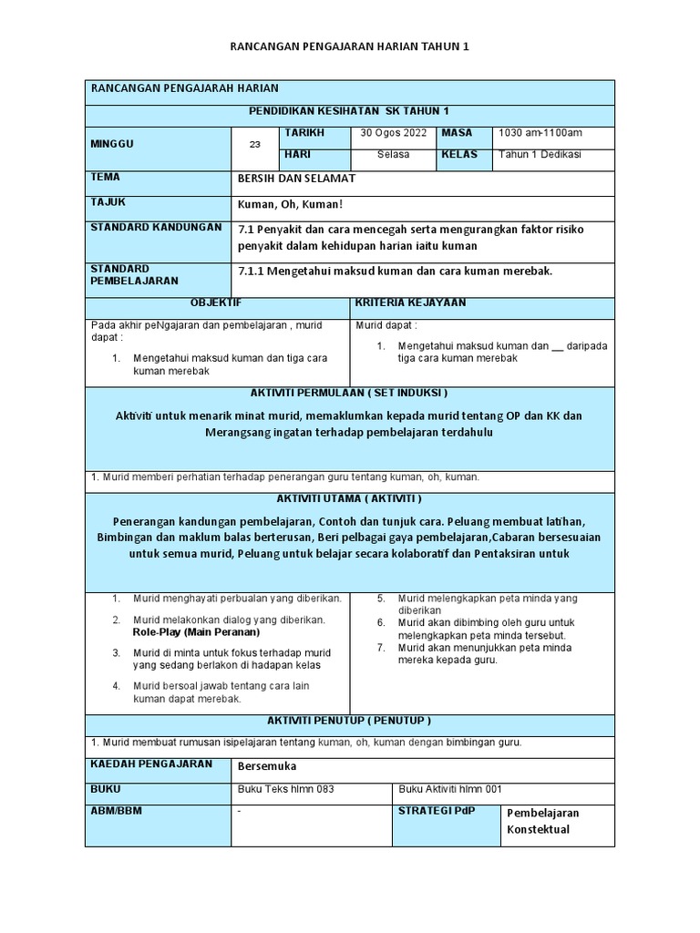 RPH Minggu 27 PK THN 1 by Cikgu Gorgeous | PDF