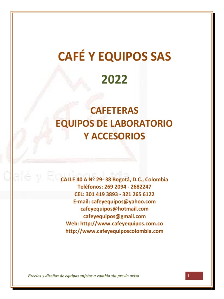 Catalogo Café y Equipos Con Precios | PDF | café | Pantalla de cristal líquido