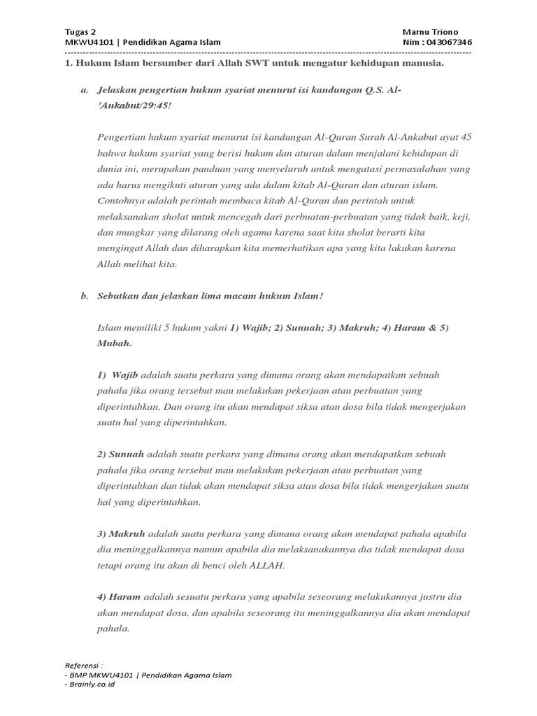 Tugas 2 Mkwu4101 - Pendidikan Agama Islam | PDF | Agama & Spiritualitas