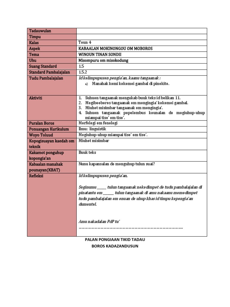 RPH Tahun 2 (Unit 4) | PDF