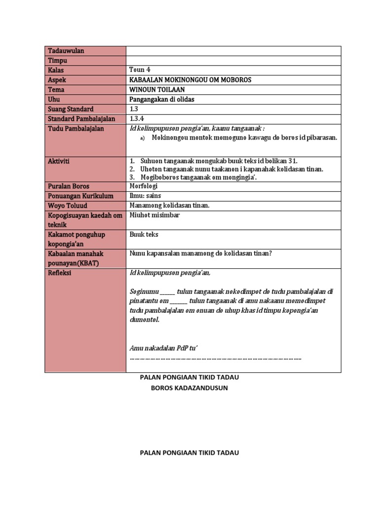 RPH Tahun 2 (Unit 6) | PDF