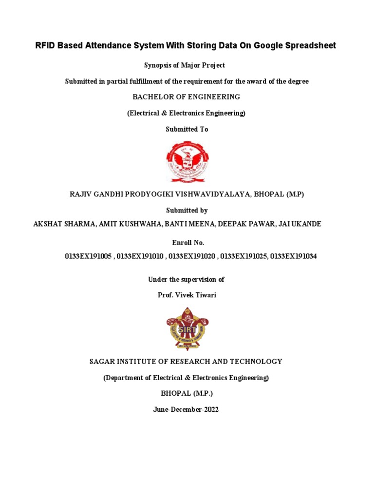 RFID Based Attendance System With Storing Data On Google Spreadsheet ...