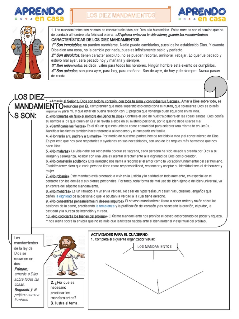1° Ficha Los 10 Mandamientos | PDF | Diez Mandamientos | Amor