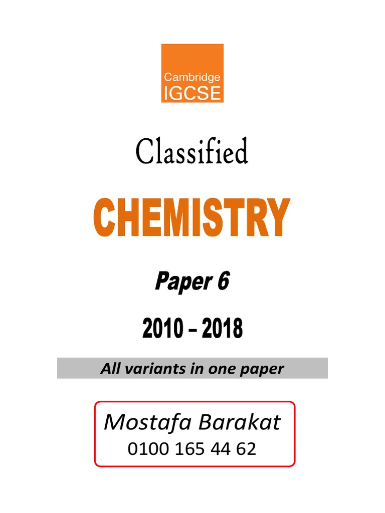 Classified Chemistry Cambridge Igcse Paper 6 Science | PDF | Solubility | Water