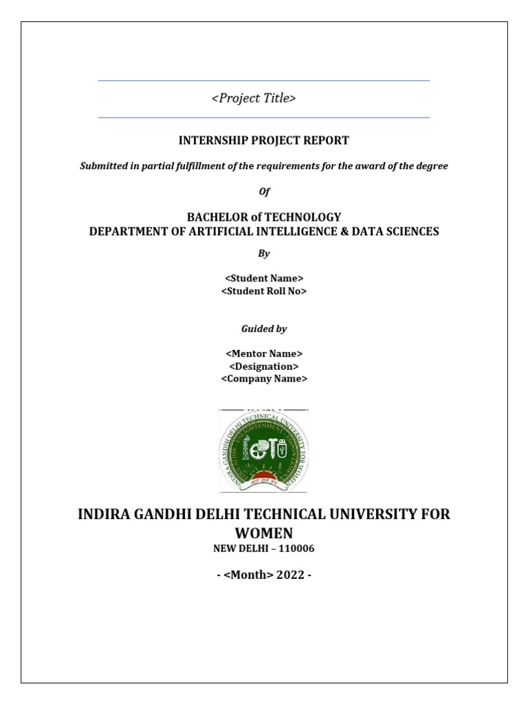 Internship Report Format | PDF | Institute Of Technology | Academic Degree