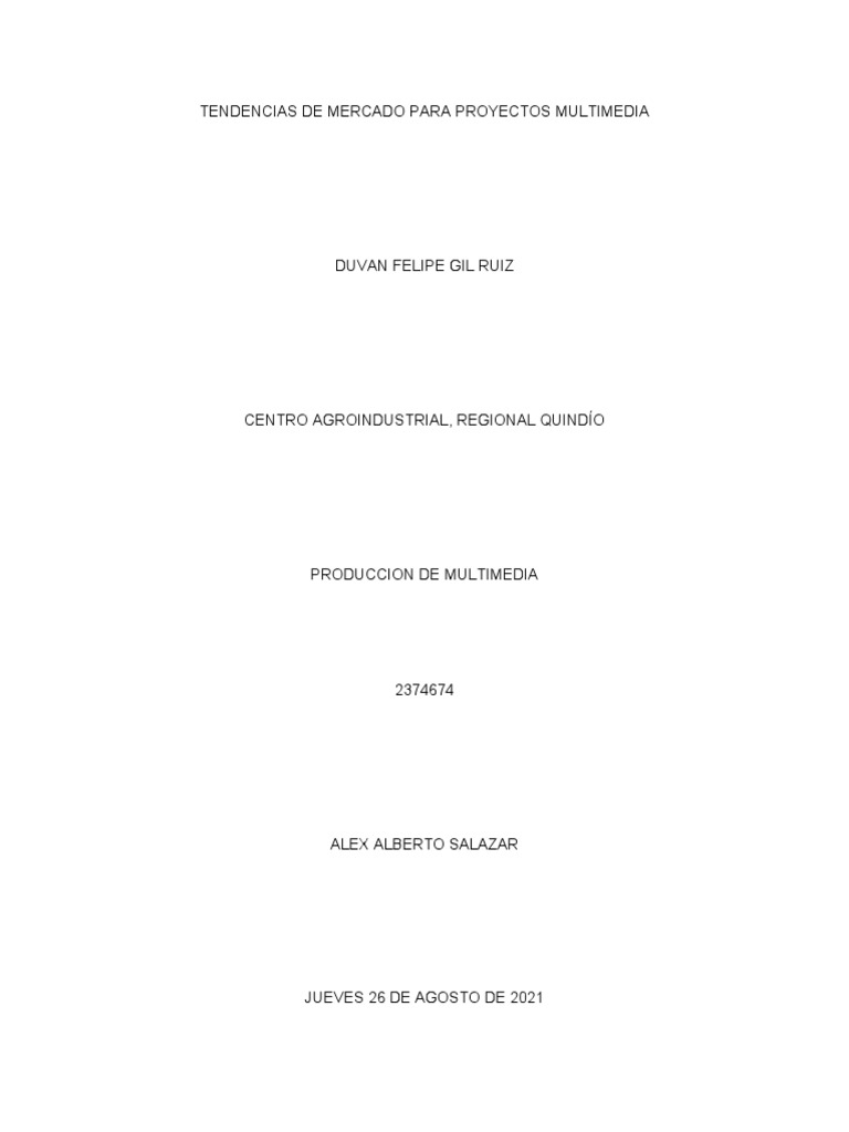 Tendencias de Mercado para Proyectos Multimedia | PDF | Multimedia ...