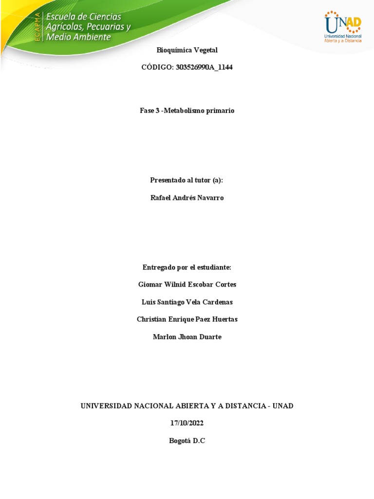 Giomar - Escobar - Cuestionario Fase 3-Metabolismo Primario | PDF | Polisacárido | Respiración ...