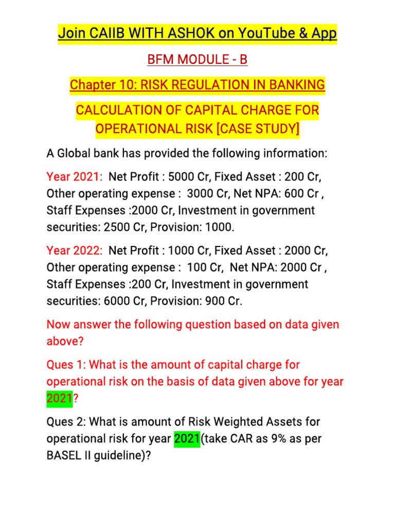 BFM Chapter 10 Operational Risk Case Study | PDF