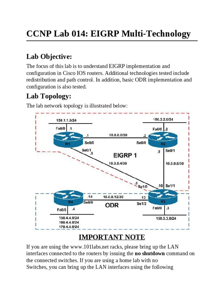 Lab EIGRP 5 | PDF | Router (Computing) | Routing