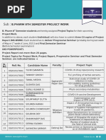 B.Pharm Project Work Topics List | PDF | Medicinal Chemistry | Health Care