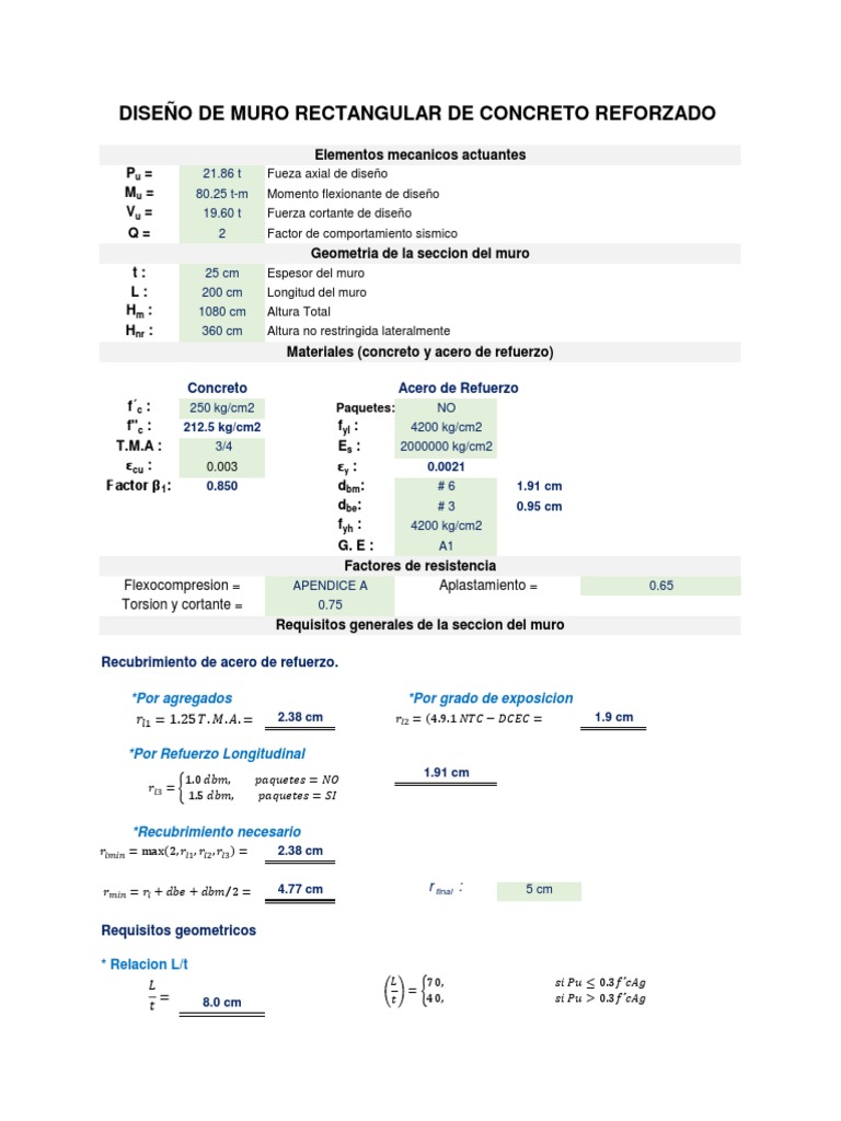 Muro Seccion Rectangular | PDF | Ingeniería estructural | Ingeniería de ...