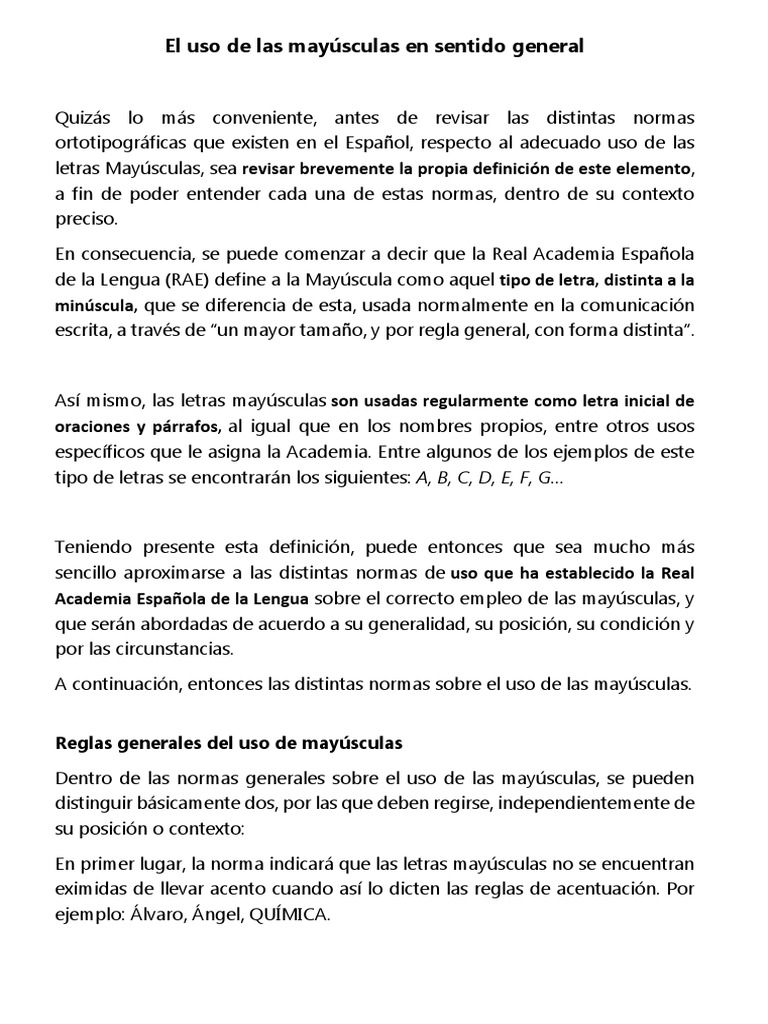 Uso de La Mayuscula en Sentido General | PDF | Caso de carta | Puntuación
