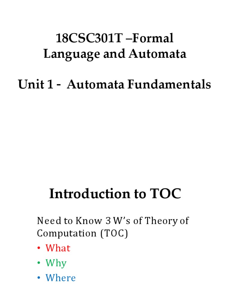 Unit 1 Finite Automata Pdf Theory Of Computation Regular Expression