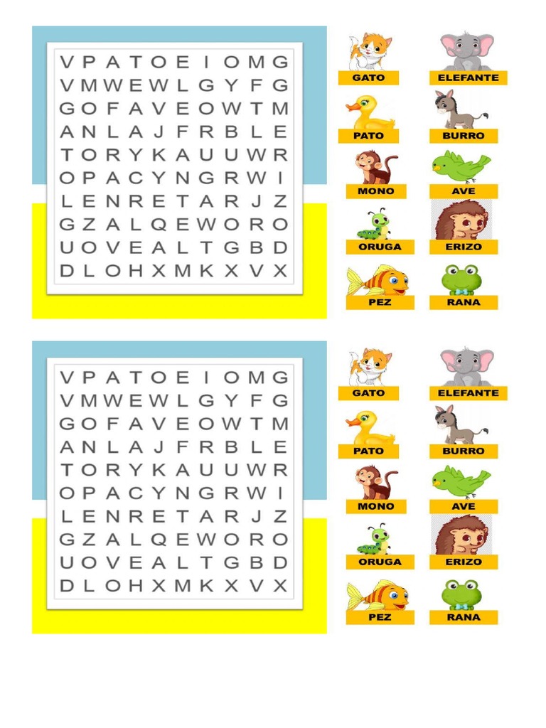 Sopa Letras Animales | PDF