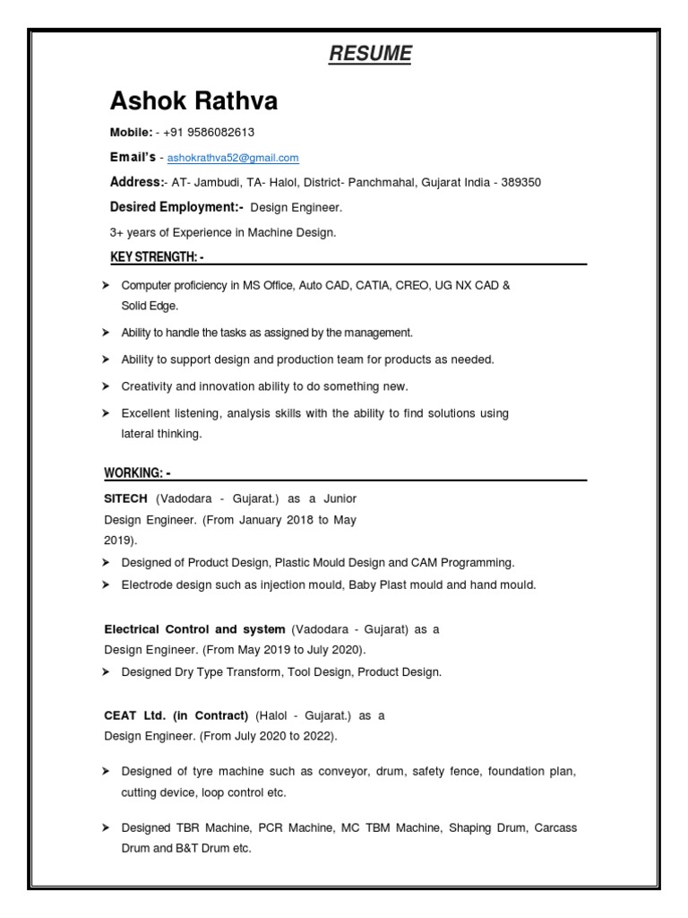 Ashok R Rathva Resume | PDF | Gujarat | Engineering