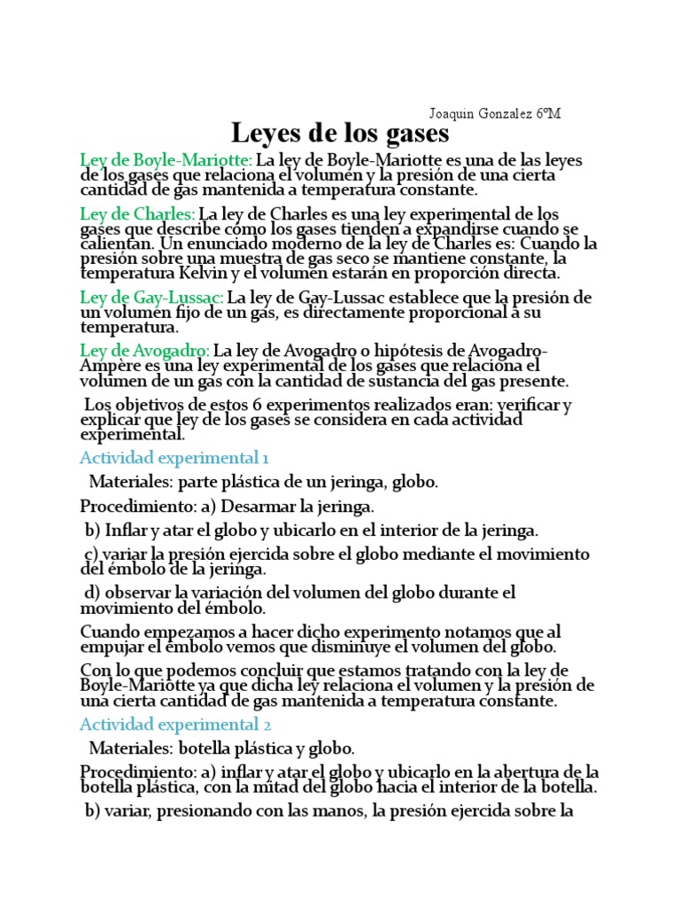 Leyes de Los Gases | PDF