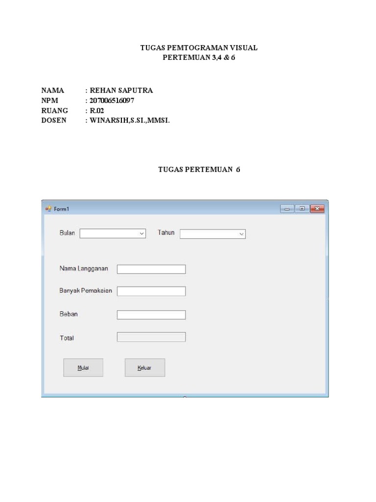 Tugas Pemrograman Visual P. 3,4 & 6 | PDF | Written Communication | Typefaces