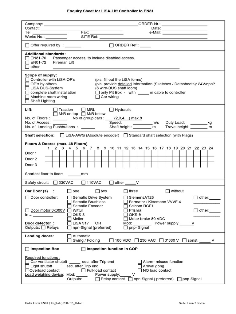 Pano Form Lisa | PDF | Elevator | Switch
