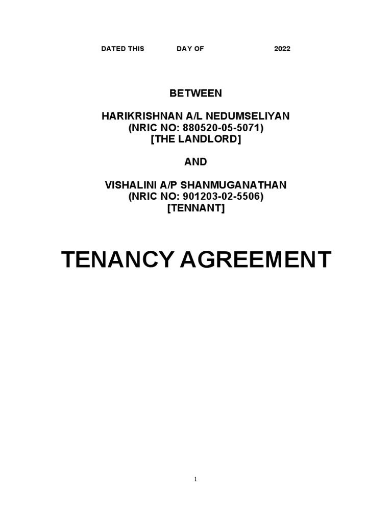 Tenancy Agrement | PDF | Leasehold Estate | Landlord
