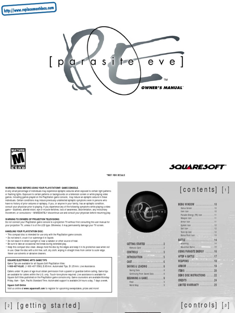 Parasite Eve I Manual | PDF
