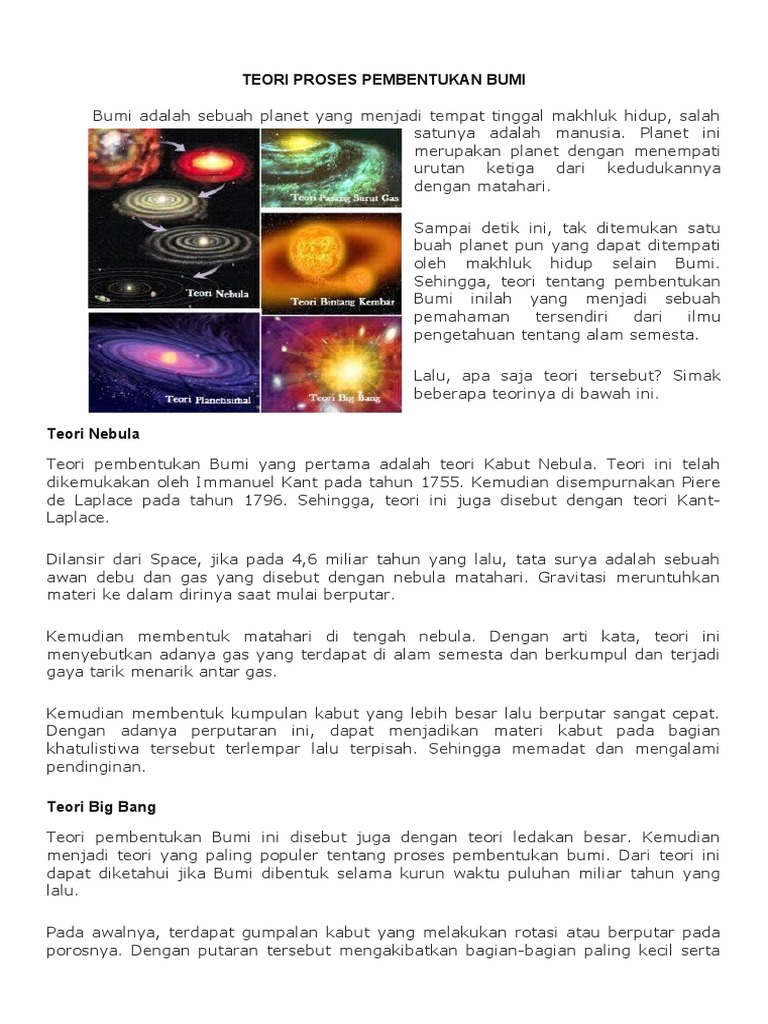 Teori Proses Pembentukan Bumi | PDF