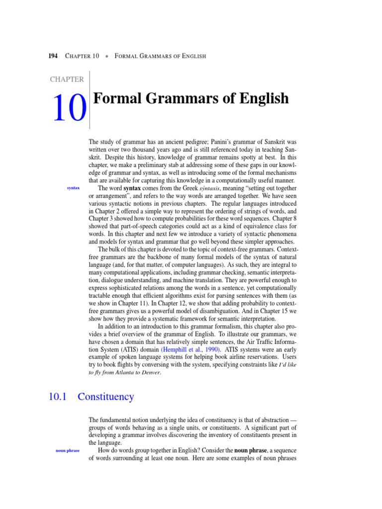 Jurafsky Martin Edition 3 Draft Chapter 10 | PDF | Phrase | Clause