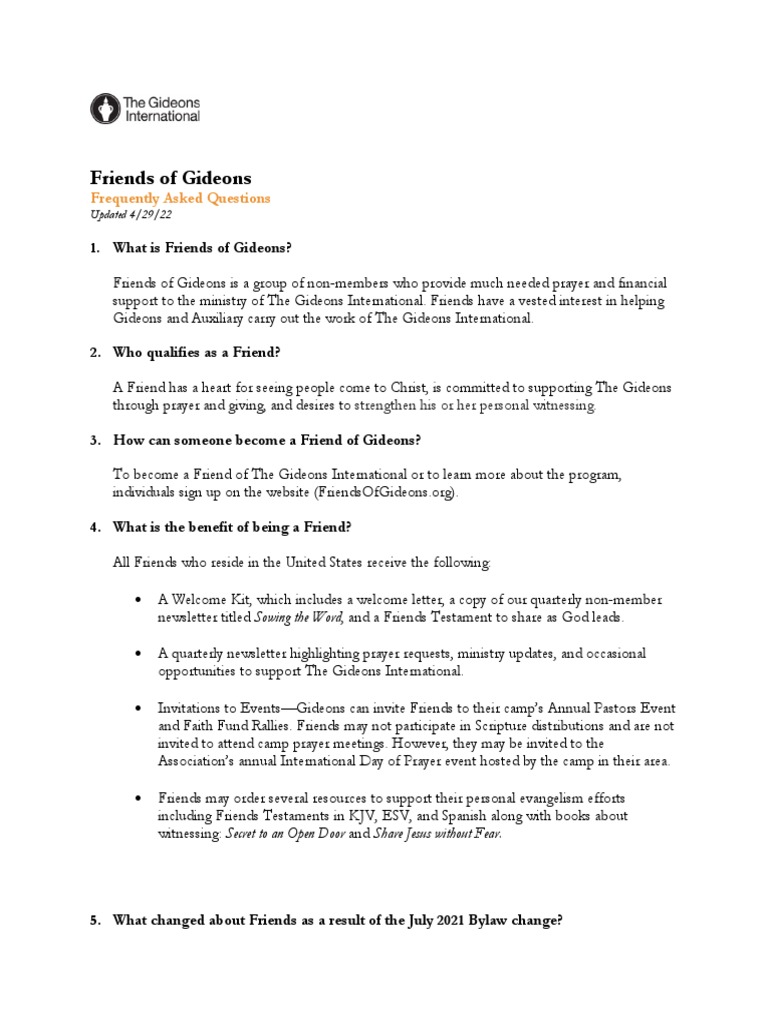 Friends of Gideons: Frequently Asked Questions | PDF | Login | Password
