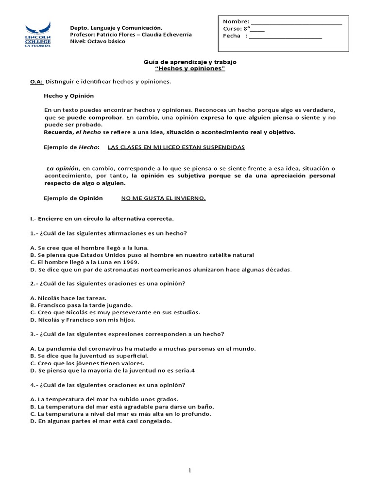 Guía de Hechos y Opiniones | PDF