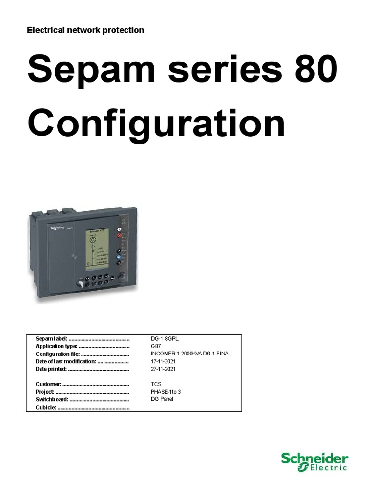 Sepam Series 80 Configuration: Electrical Network Protection | PDF ...