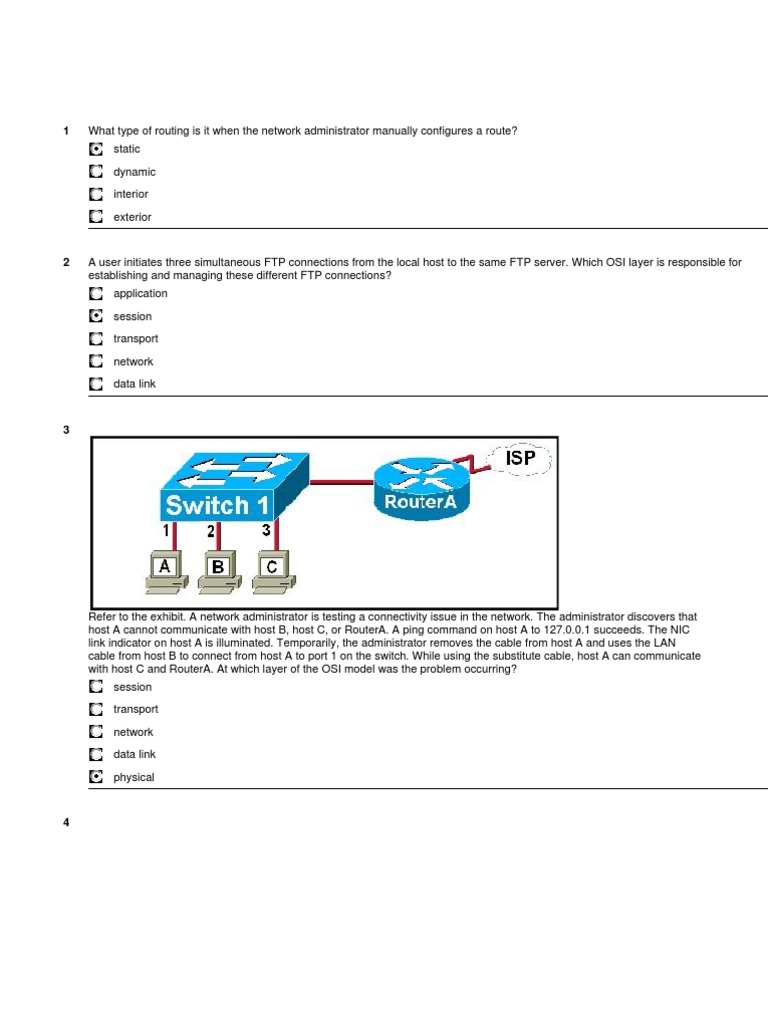 Cisco Networking Academy Program Ccna1 311 Final Exam 1 Network Switch Computer Network 