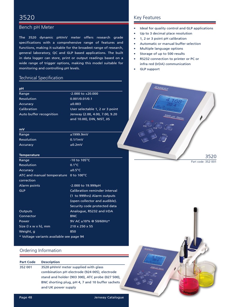 3520 Bench PH Meter | PDF | Ph | Calibration