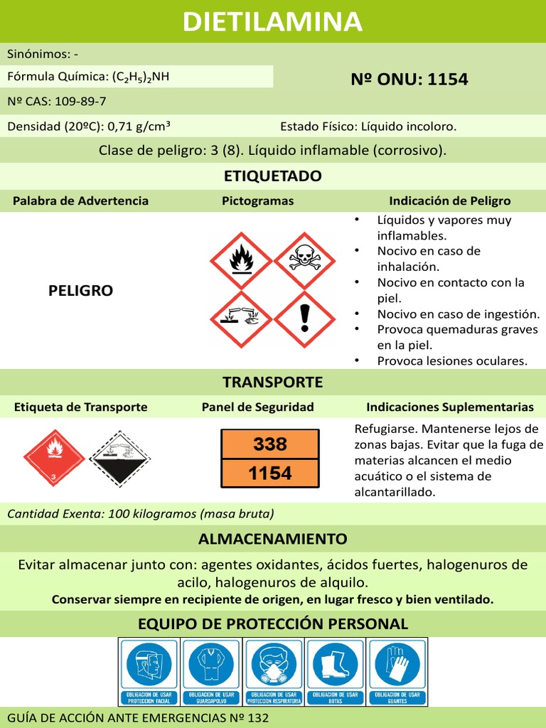 Dietilamina guía acción emergencias | PDF | Química | Naturaleza
