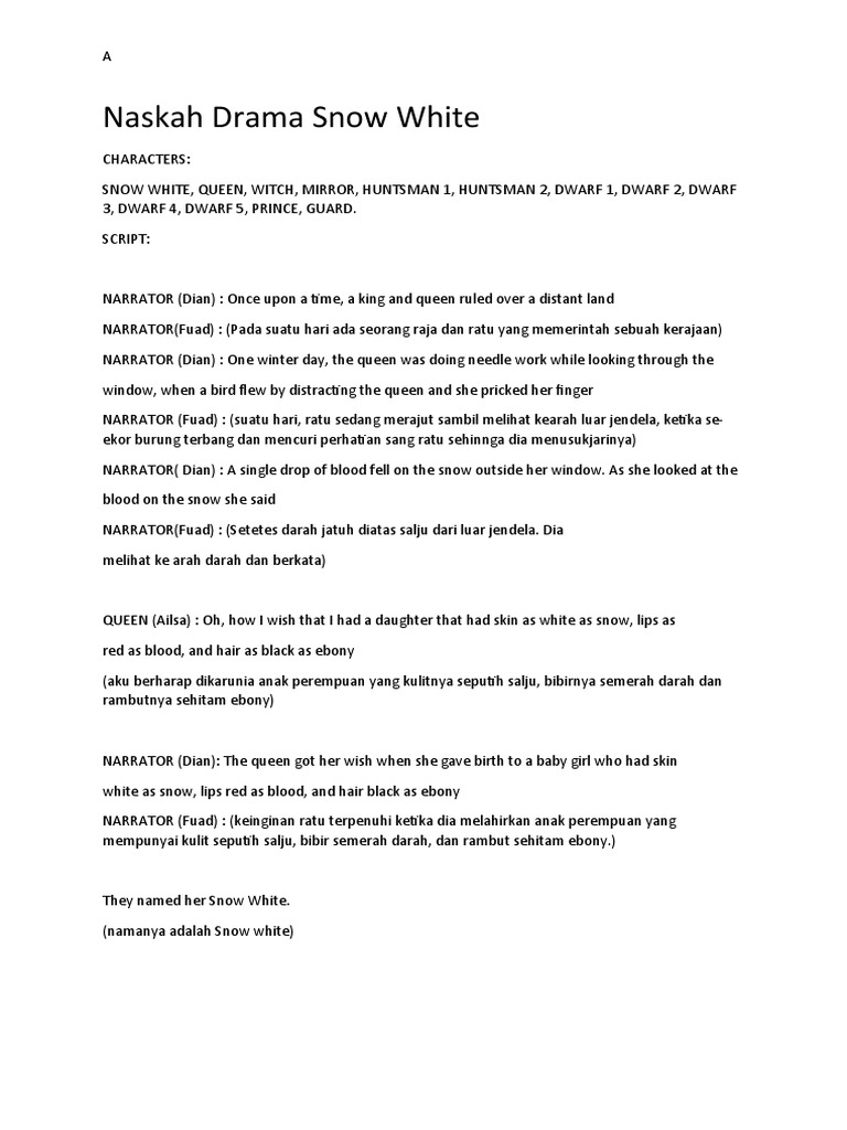 Naskah Drama Snow White | Download Free PDF | Snow White | Fantasy ...