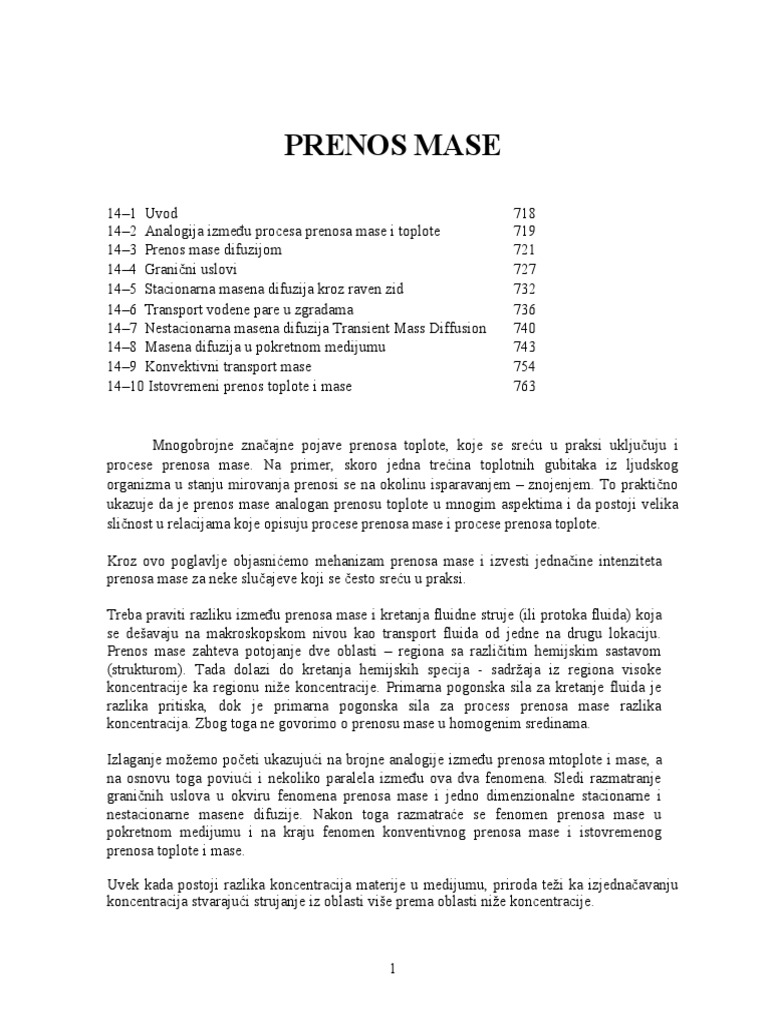 Prenos Mase - Osnovi | PDF