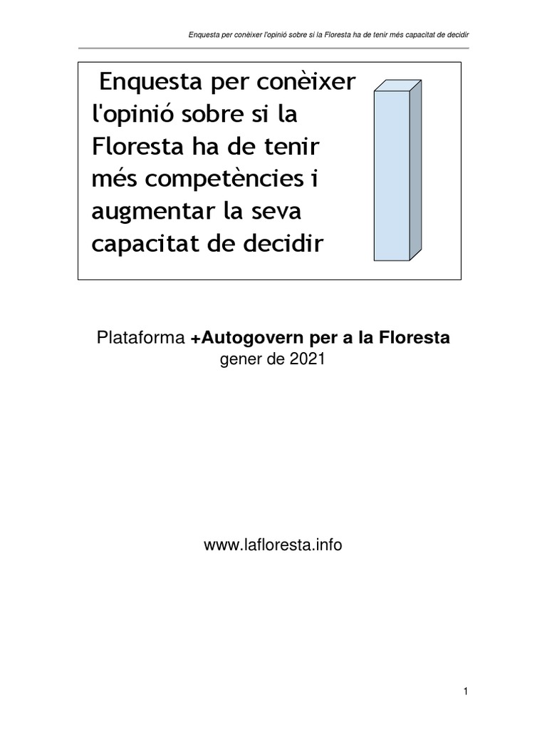 Informe de Resultats I Valoració de L'enquesta de La Plataforma ...