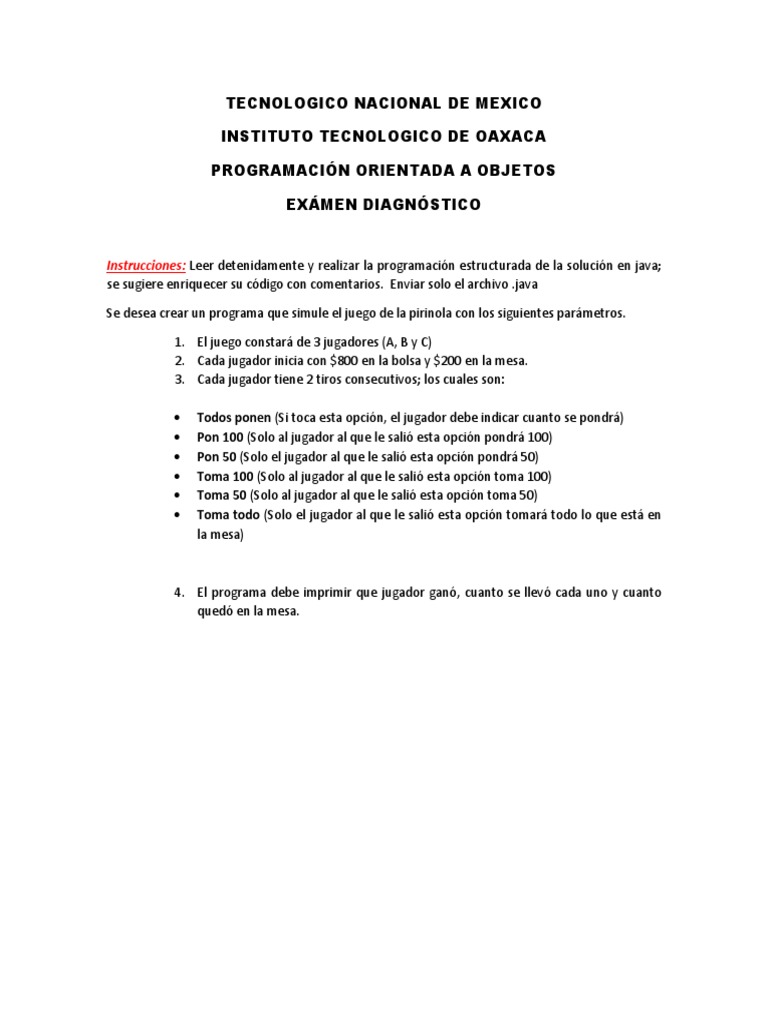 Examen Diagnóstico Poo | PDF