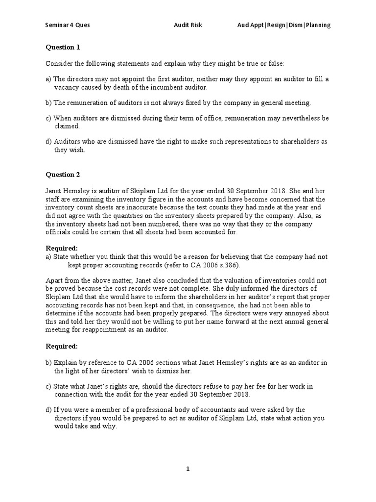 Sem 4 Ques | PDF | Audit | Auditor's Report