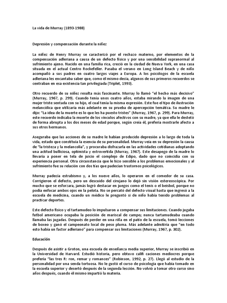 La Vida de Murray | PDF | Carl Jung | Depresión (estado de ánimo)