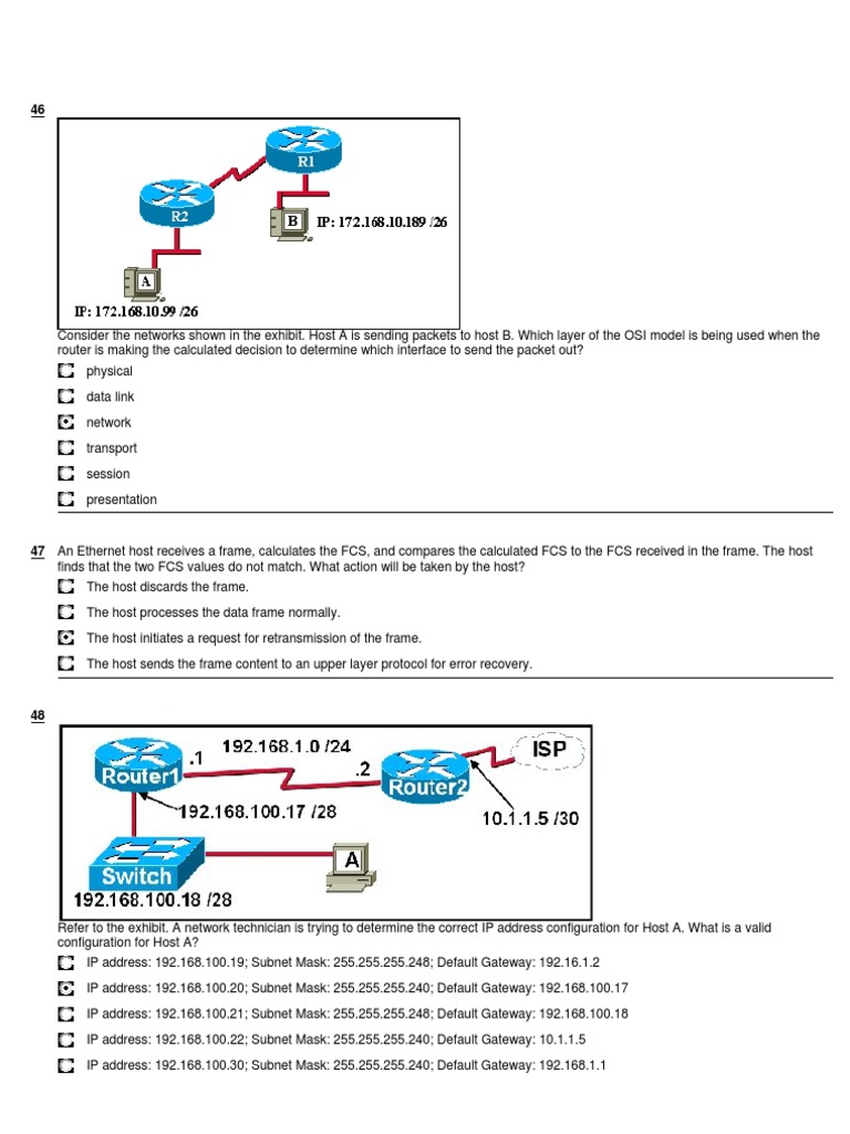 Cisco Networking Academy Program Ccna1 311 Final Exam 2 Network Switch Ip Address