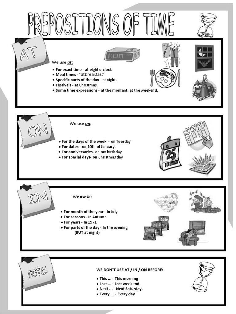 Prepositions of Time | PDF