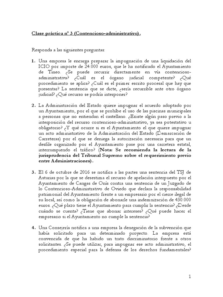 Administrativo II - Práctica Viernes Tema 3 | PDF | Sentencia (ley) | Apelación